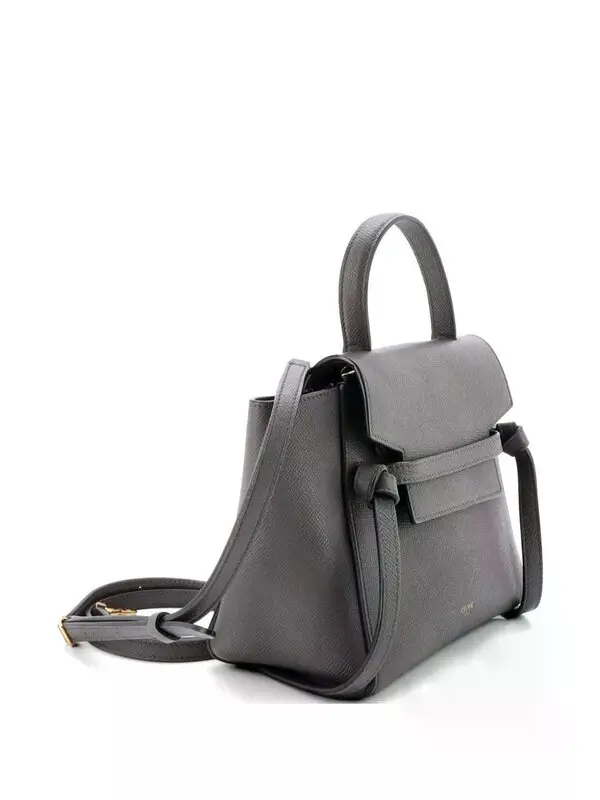 Celine Belt Bag Textured Leather Nano Shoulder Bag - Grey