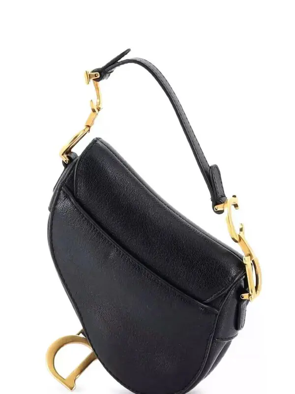 Dior Saddle Handbag With Strap Leather Micro Shoulder Bag - Black