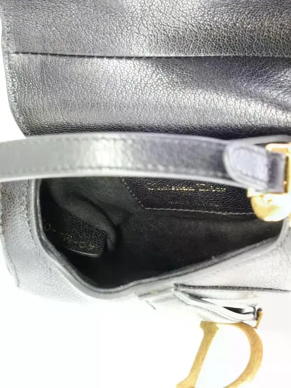 Dior Saddle Handbag With Strap Leather Micro Shoulder Bag - Black