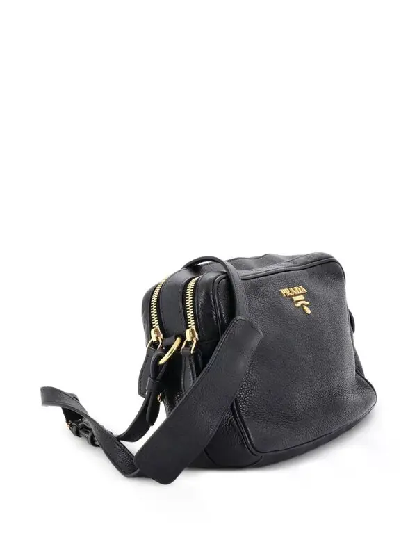 Prada Double Zip Camera Vitello Daino Crossbody Bag