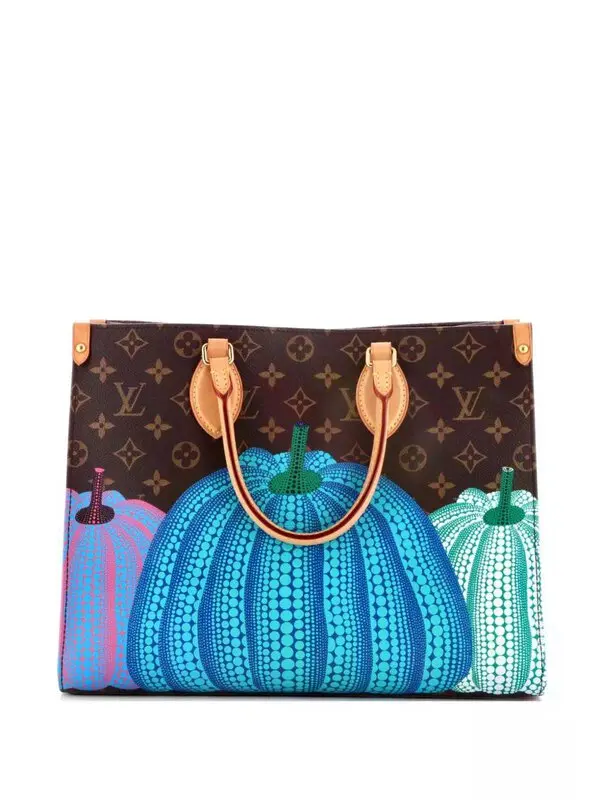 LOUIS VUITTON Onthego Yayoi Kusama Pumpkins Monogram Canvas Mm Tote Bag - Brown