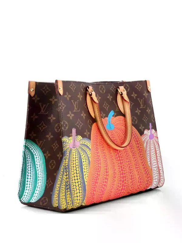 LOUIS VUITTON Onthego Yayoi Kusama Pumpkins Monogram Canvas Mm Tote Bag - Brown