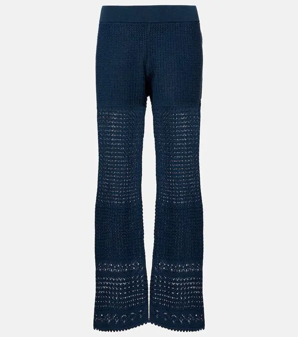 ERES Embleme Open-knit Straight Pants - Blue