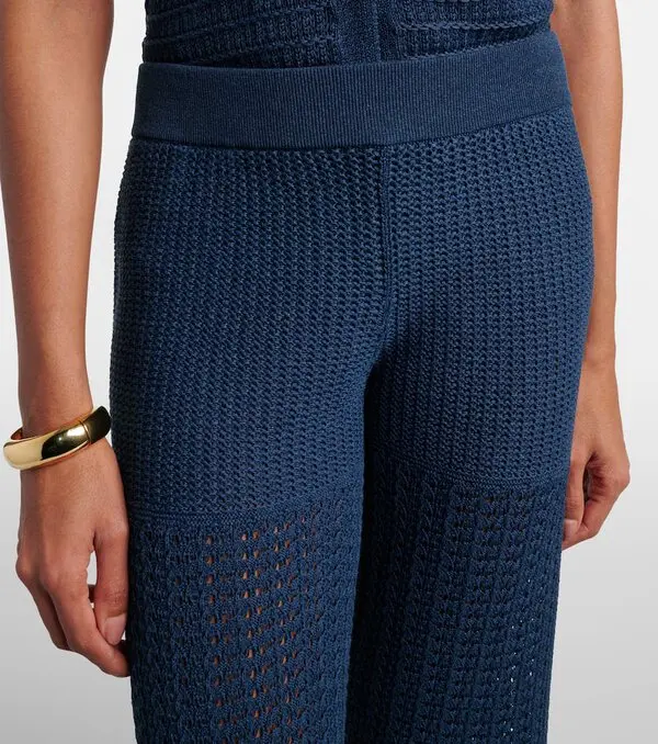 ERES Embleme Open-knit Straight Pants - Blue