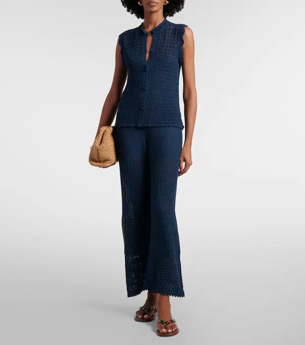 ERES Embleme Open-knit Straight Pants - Blue