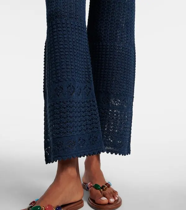 ERES Embleme Open-knit Straight Pants - Blue