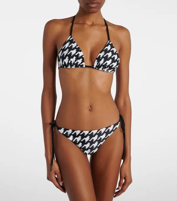 Perfect Moment Houndstooth Bikini Top - Black