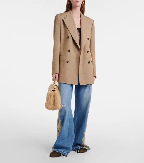 Dolce & Gabbana Logo Shearling Mules - Brown