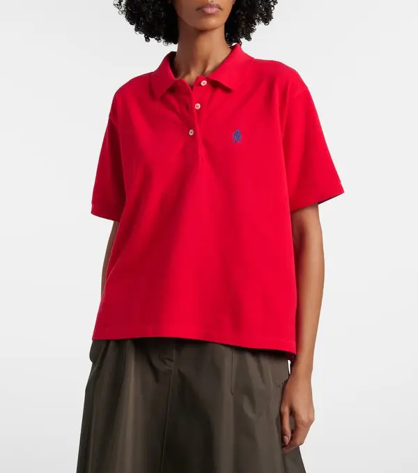 Prada Logo Cotton Pique Polo Shirt - Red