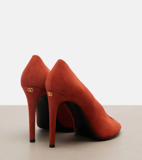 Valentino Garavani Suede Peep-toe Pumps - Red