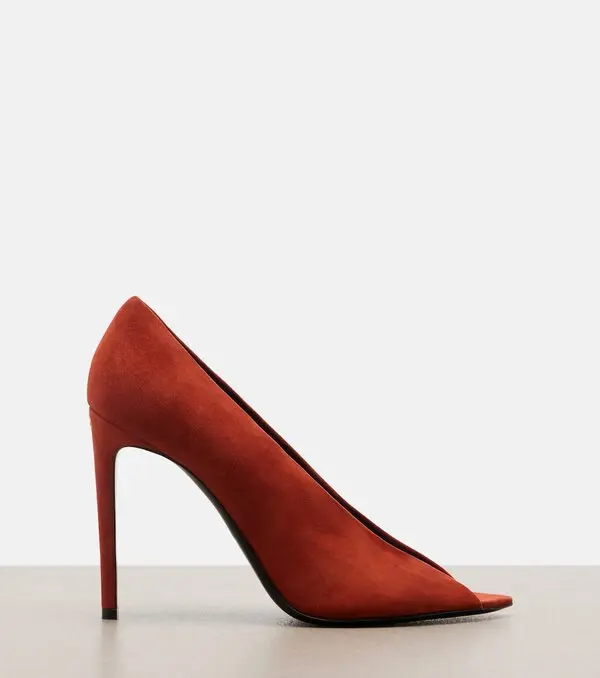 Valentino Garavani Suede Peep-toe Pumps - Red