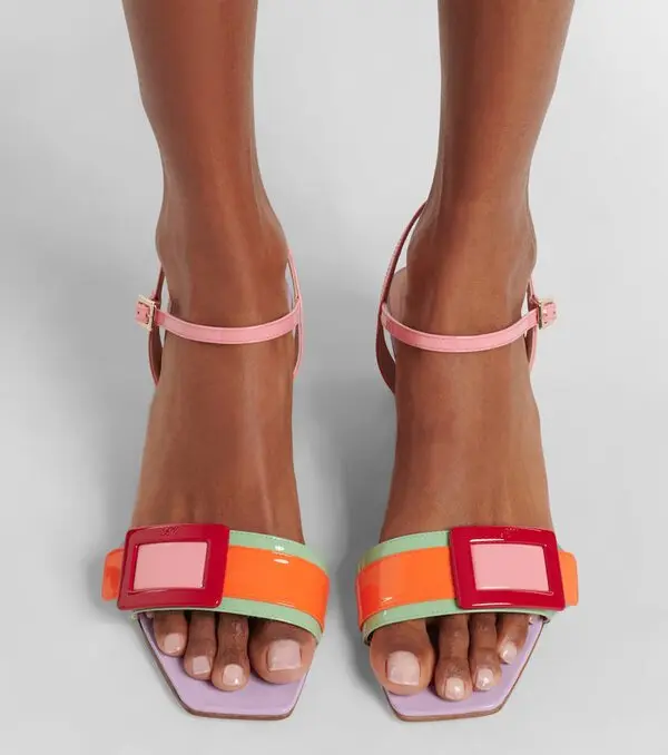 ROGER VIVIER Belle Vivier Patent Leather Sandals - Multicoloured