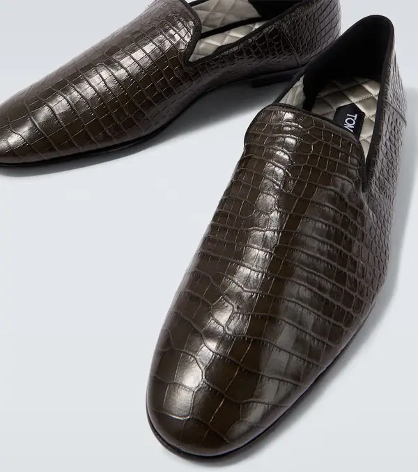 TOM FORD Steven Croc-effect Leather Loafers