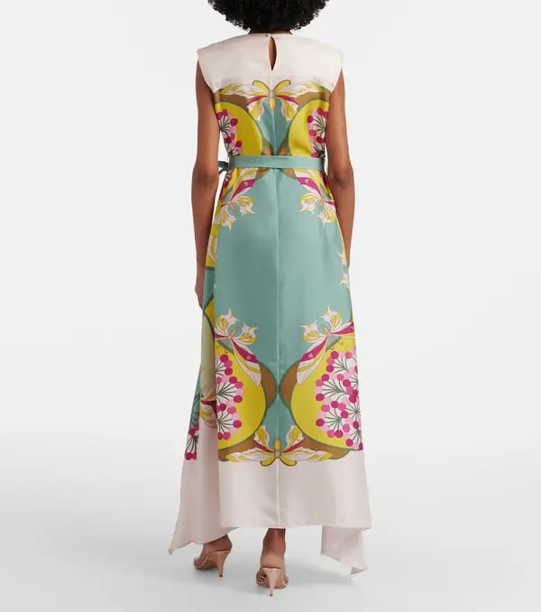La DoubleJ San Carlo Printed Silk Satin Midi Dress