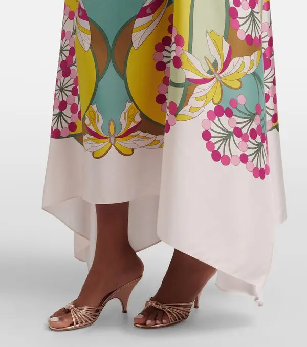 La DoubleJ San Carlo Printed Silk Satin Midi Dress