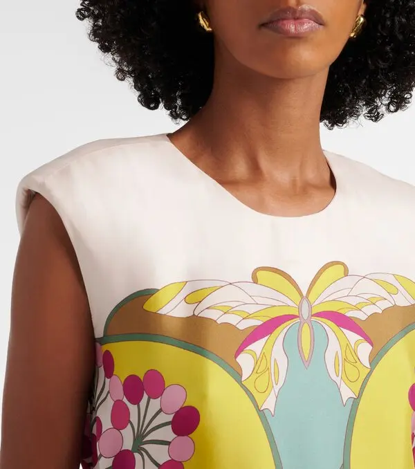 La DoubleJ San Carlo Printed Silk Satin Midi Dress