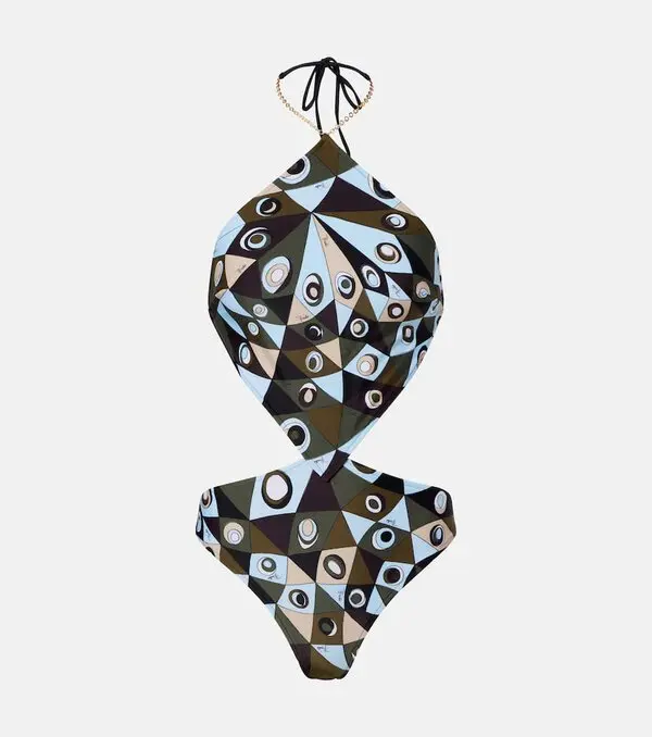 Emilio Pucci Occhi Cutout Halterneck One-piece Swimsuit - Multicoloured