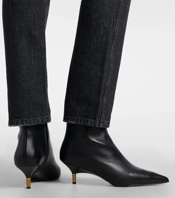 Khaite Bella Leather Ankle Boots - Black