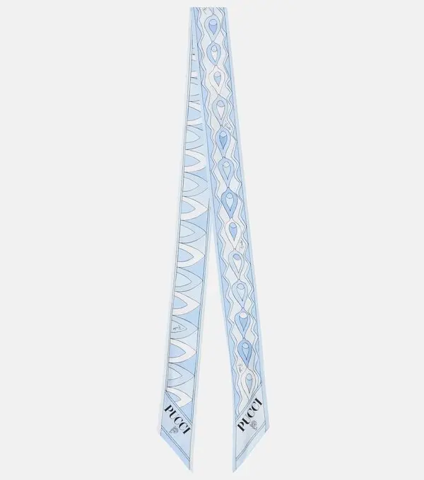 Emilio Pucci Printed Silk Twill Scarf - Blue
