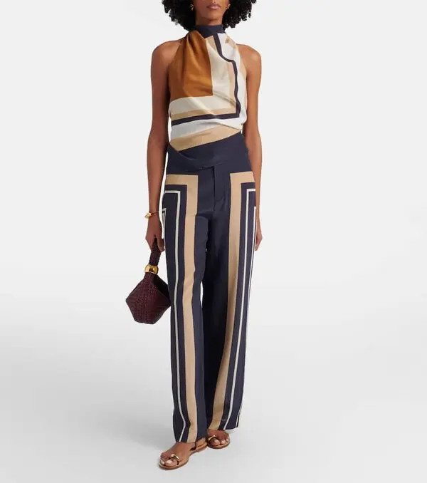 SIR. Pietra Printed Silk Wide-leg Pants - Multicoloured