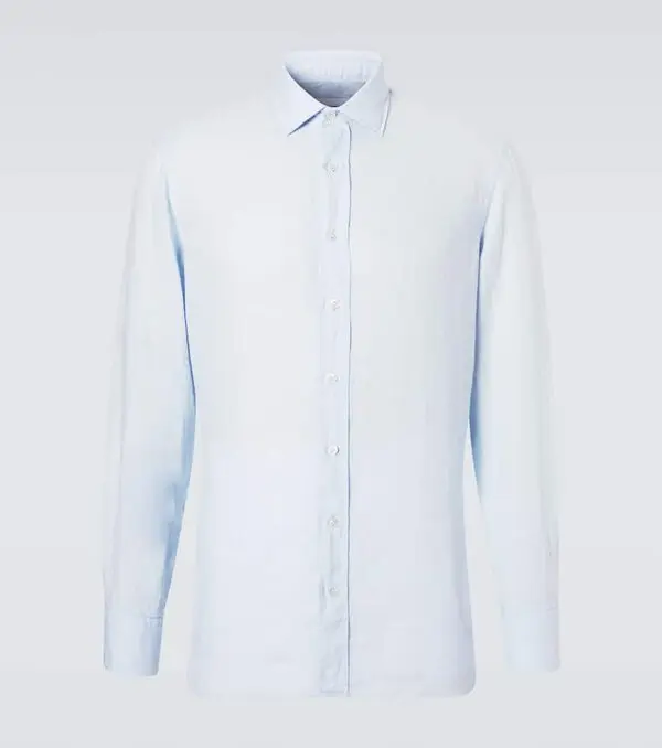 LARDINI Linen Shirt - Blue