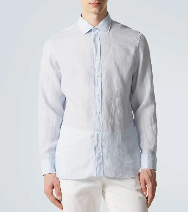 LARDINI Linen Shirt - Blue