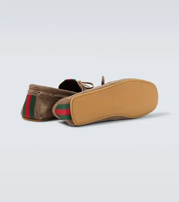 Gucci Web Stripe Leather Boat Shoes