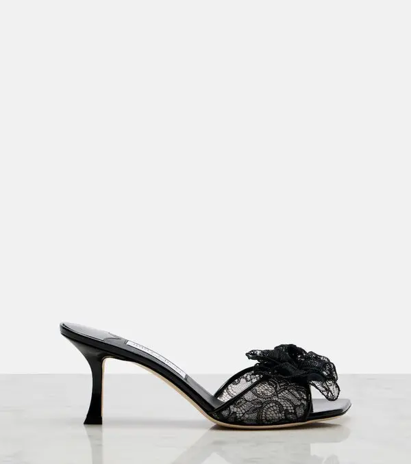 JIMMY CHOO Skye Corsage Lace Mules