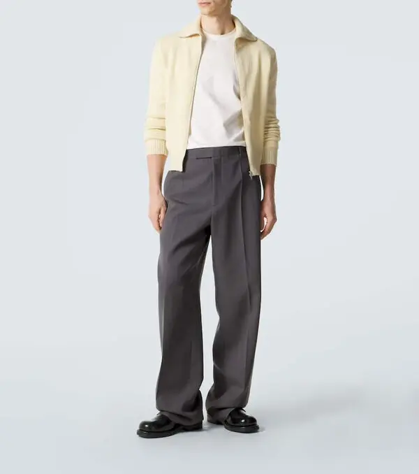 JIL SANDER Wool-blend Zip-up Sweater - Yellow