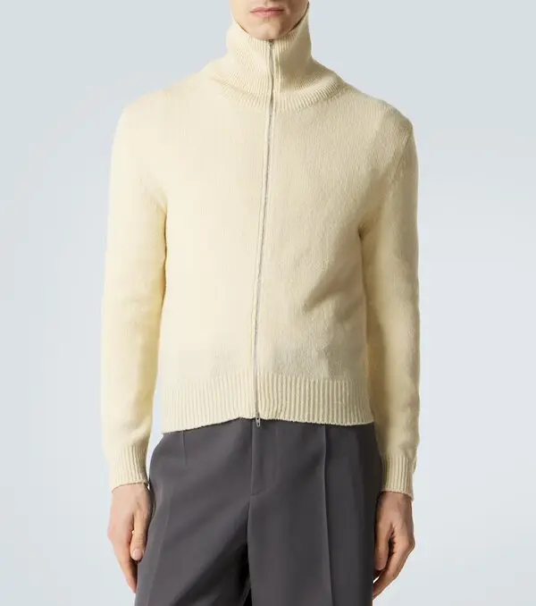 JIL SANDER Wool-blend Zip-up Sweater - Yellow