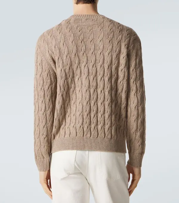 Zegna Cable-knit Linen, Cashmere, And Silk Sweater - Beige