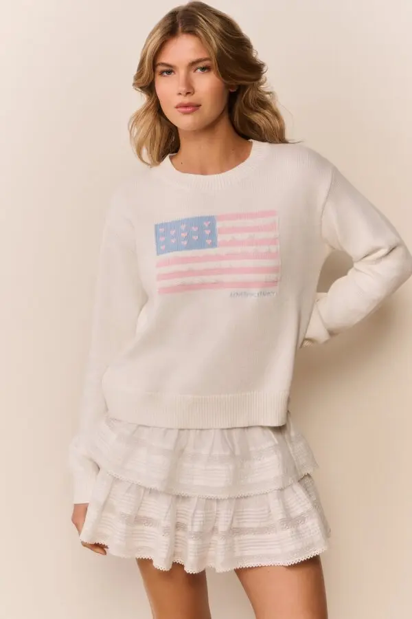 LoveShackFancy Ty Heritage Flag Pullover - Ivory Dreams