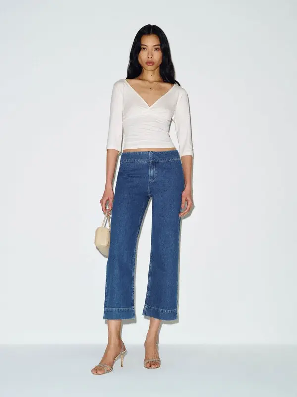 REFORMATION Kat Low Rise Straight Cropped Jeans - Blue