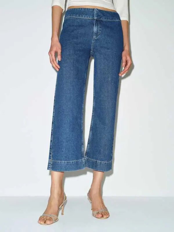 REFORMATION Kat Low Rise Straight Cropped Jeans - Blue