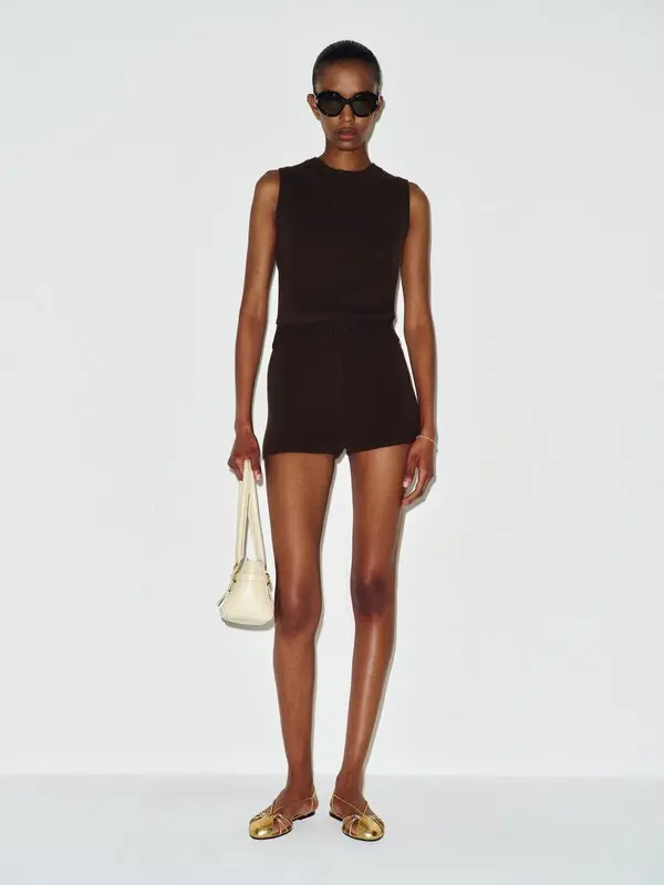 REFORMATION Roxana Cashmere Sweater Tank Top - Brown