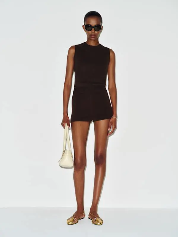 REFORMATION Roxana Cashmere Sweater Tank - Brown