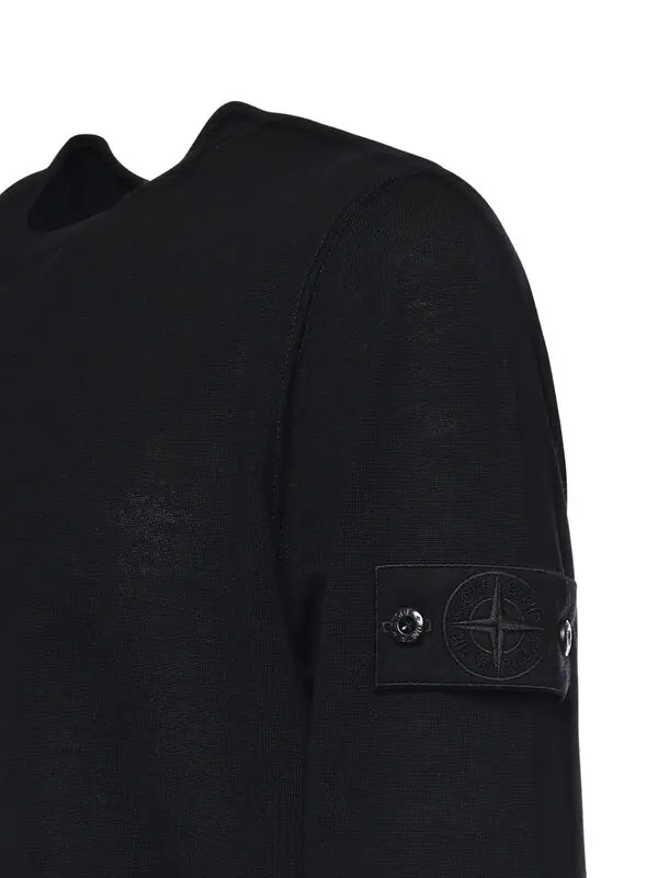 Stone Island Cotton Crew Neck Sweater With Logo Patch - Black