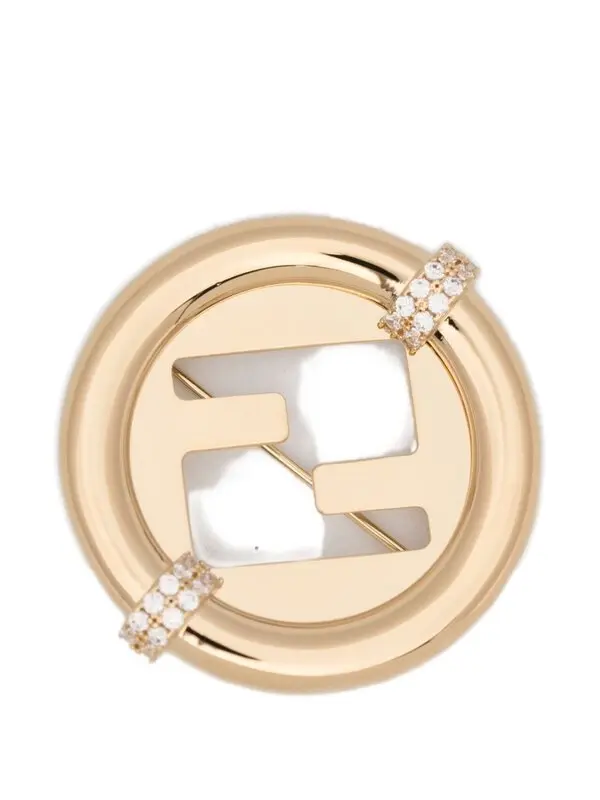 Fendi Ever Round Brooch - Gold
