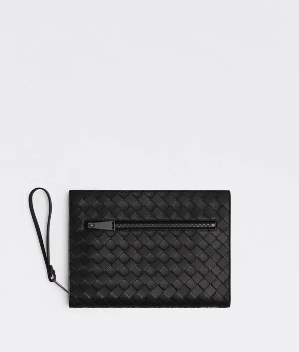 Bottega Veneta Intrecciato Leather Document Case - Nero