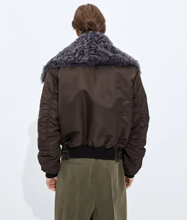 Bottega Veneta Padded Nylon Bomber Jacket - Chocolate