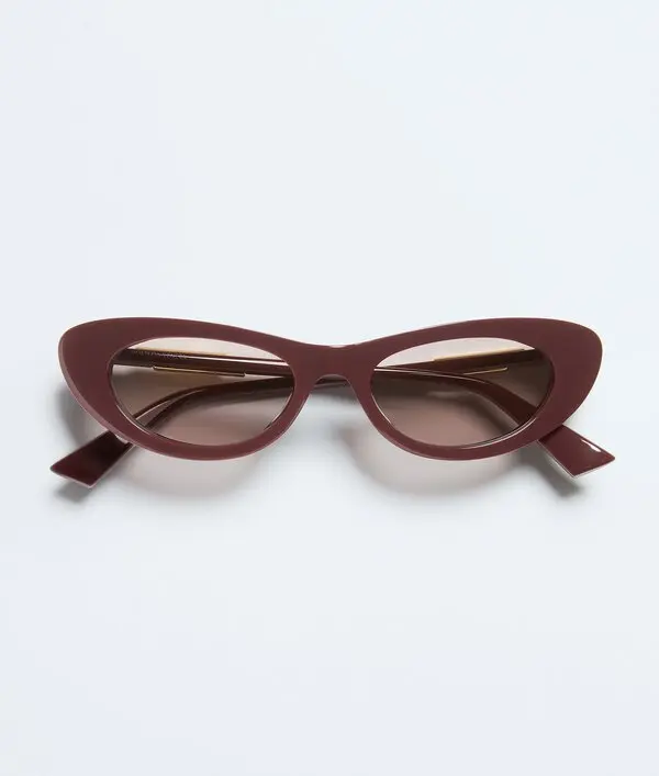 Bottega Veneta Oval Sunglasses - Burgundy/brown