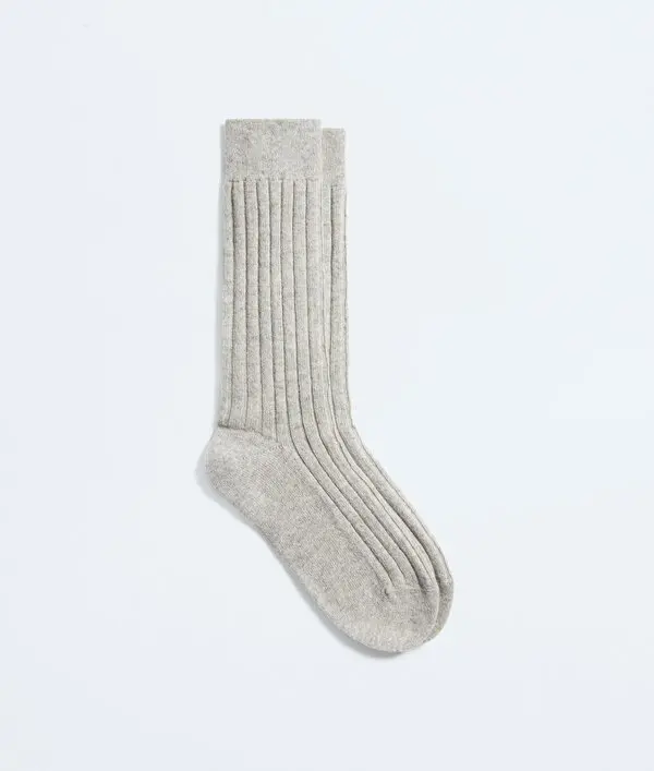 Bottega Veneta Cashmere Ribbed Socks - Pearl Gray Melange