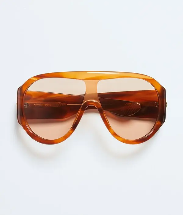 Bottega Veneta Scudo Shield Sunglasses - Havana/brown