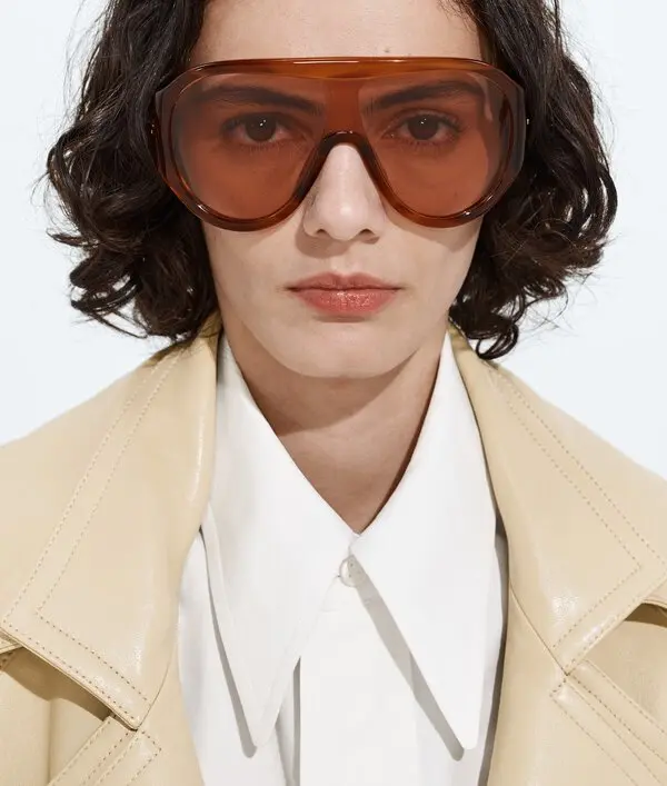 Bottega Veneta Scudo Shield Sunglasses - Havana/brown