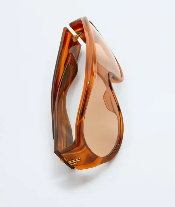 Bottega Veneta Scudo Shield Sunglasses - Havana/brown