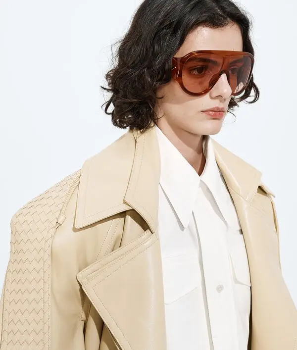 Bottega Veneta Scudo Shield Sunglasses - Havana/brown