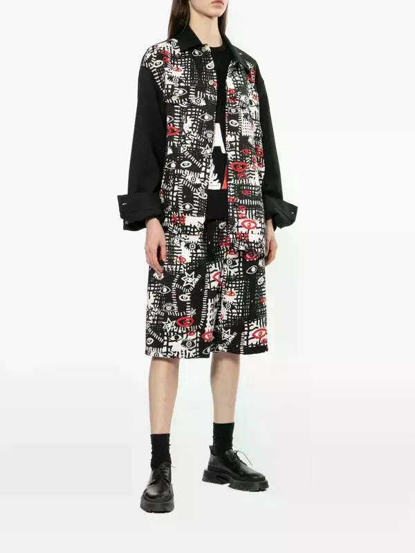 Comme Des Garçons Graphic-print Knee-length Shorts