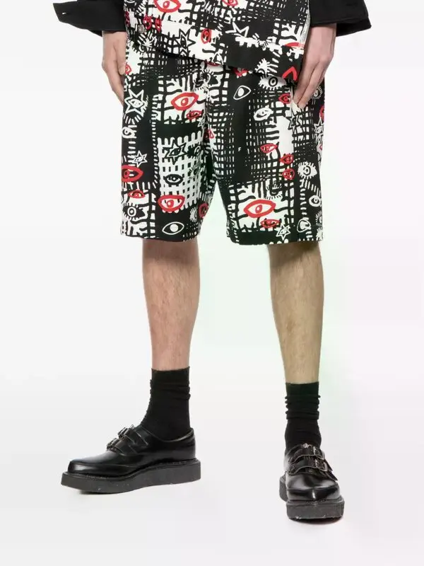 Comme Des Garçons Graphic-print Knee-length Shorts