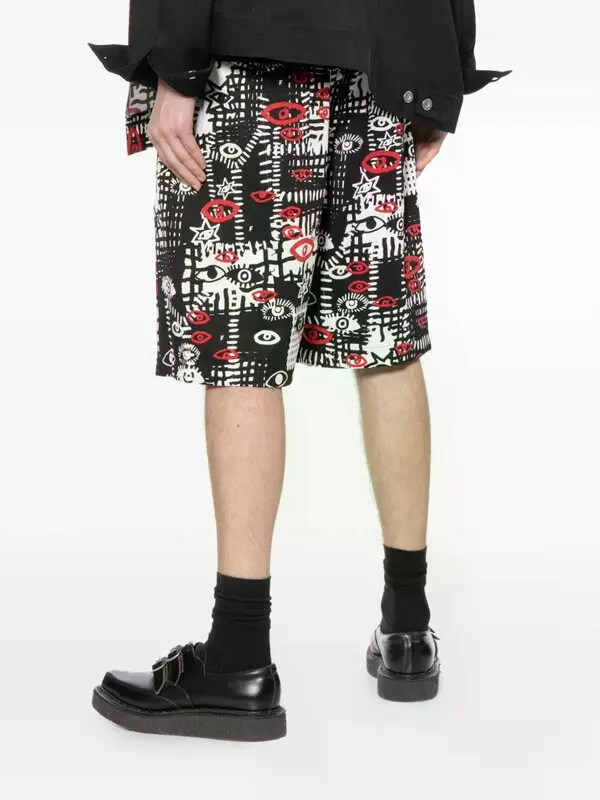 Comme Des Garçons Graphic-print Knee-length Shorts