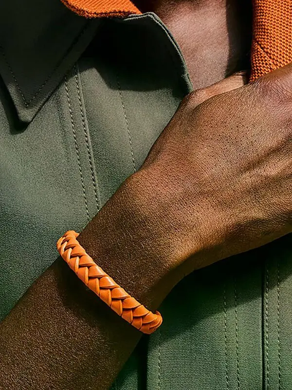 John Hardy Leather Braided Bracelet - Orange